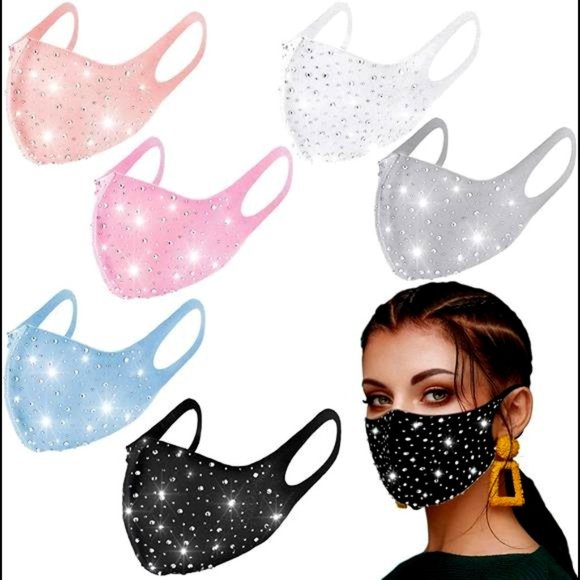 Accessories | 6 Pieces Crystal Mask Bling Face Mask Glitter Rhinestone ...